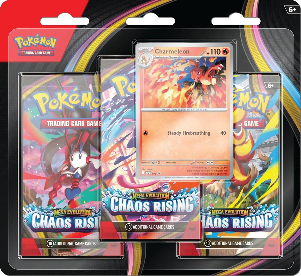 Buy Pokemon TCG Chaos Rising 3 Pack Blister ME04 | Booster Pack Cards ...